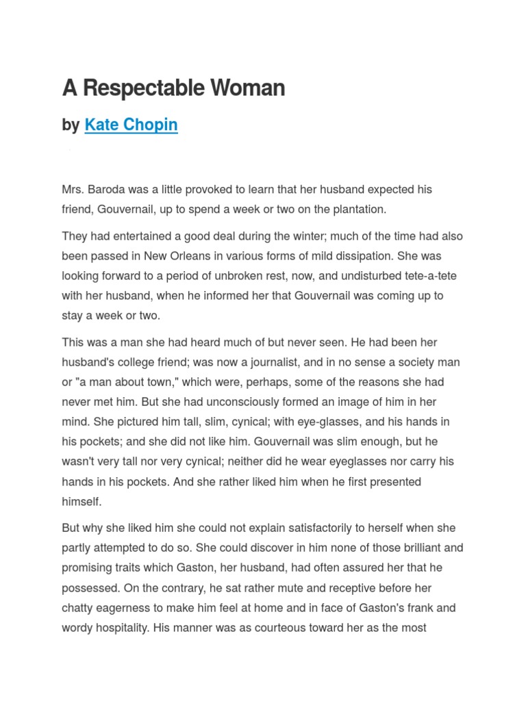 A Respectable Woman | PDF