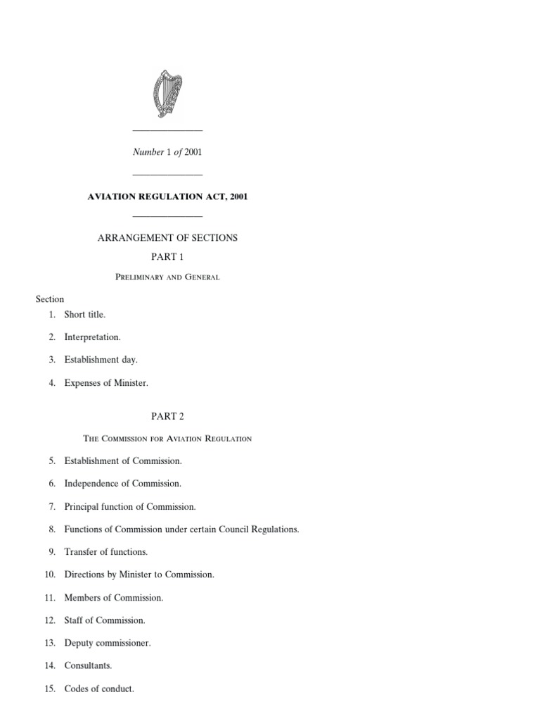 Aviation Regulation Act, 2001 | PDF | Pension | Airport