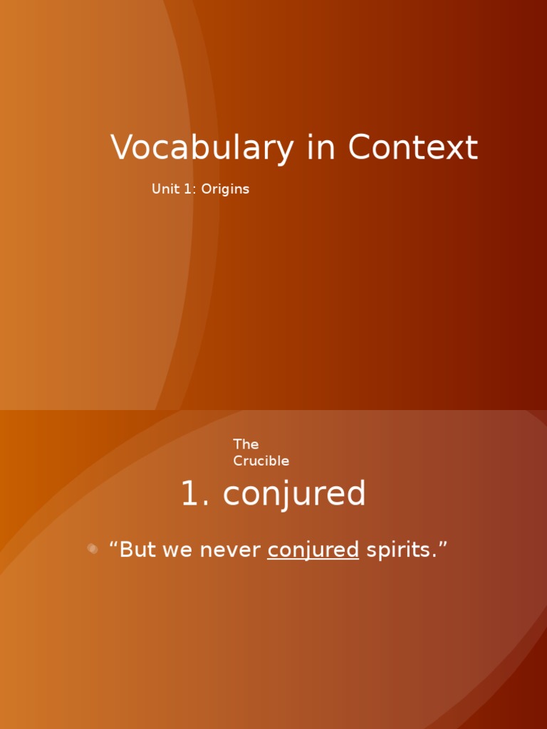 Vocabulary in Context | PDF