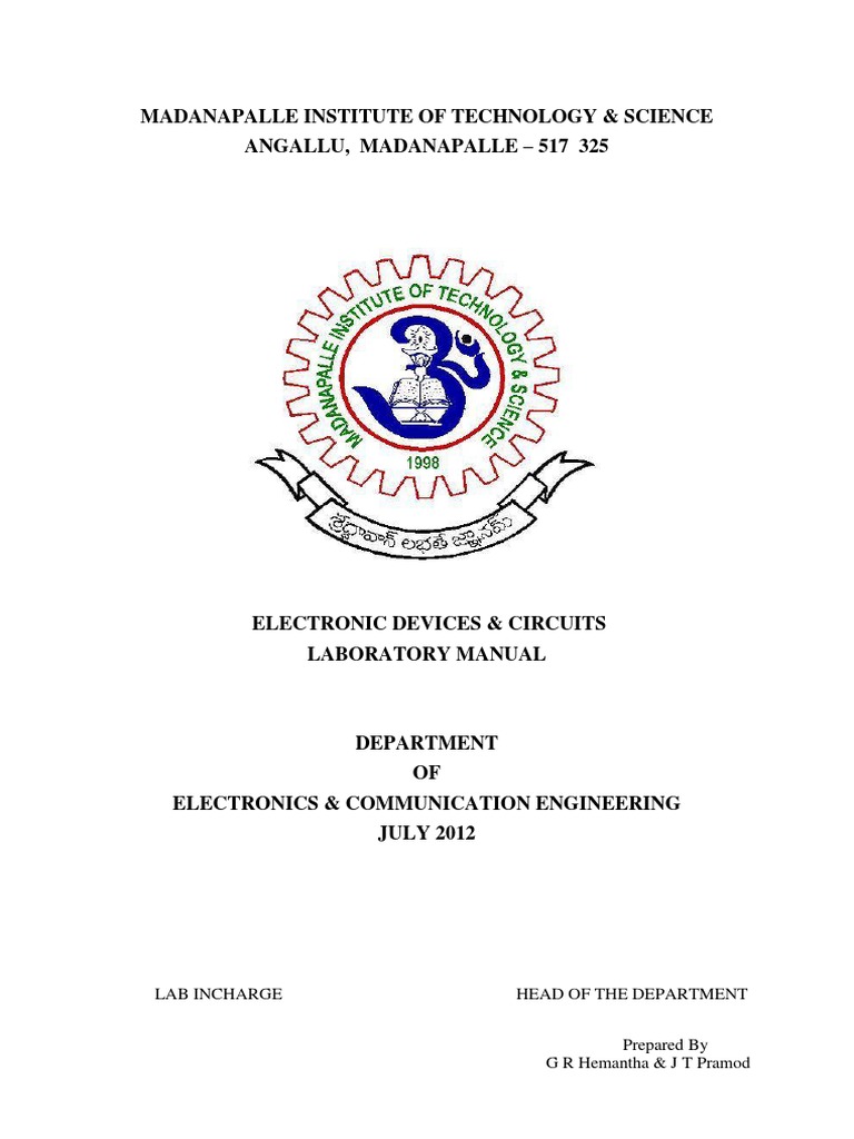 Electronic Devices - Circuits Lab Manual | Download Free PDF | Field ...