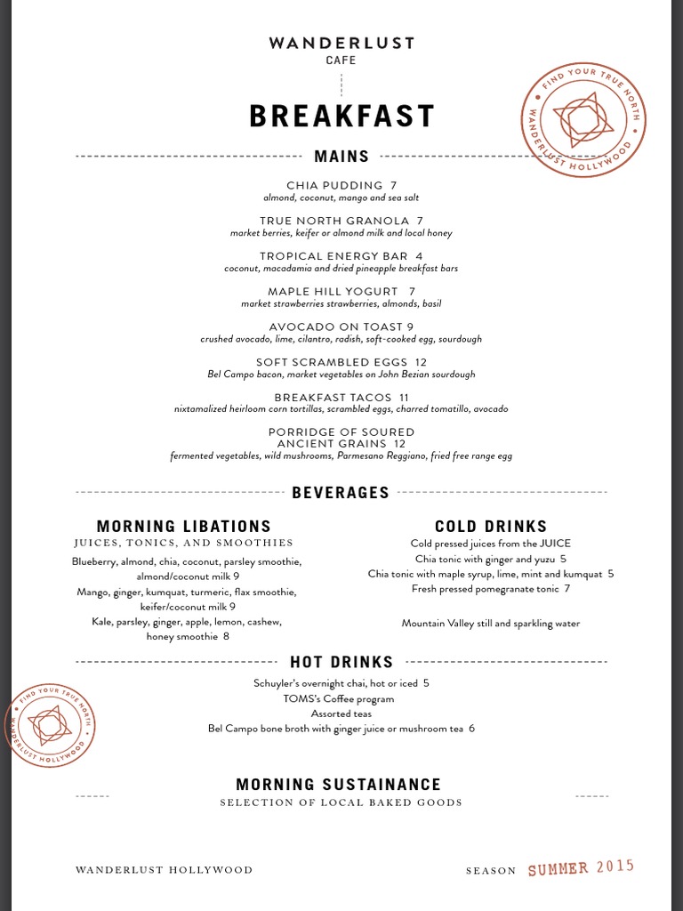 Wanderlust Cafe Menu | PDF | Vegan Cuisine | Foods