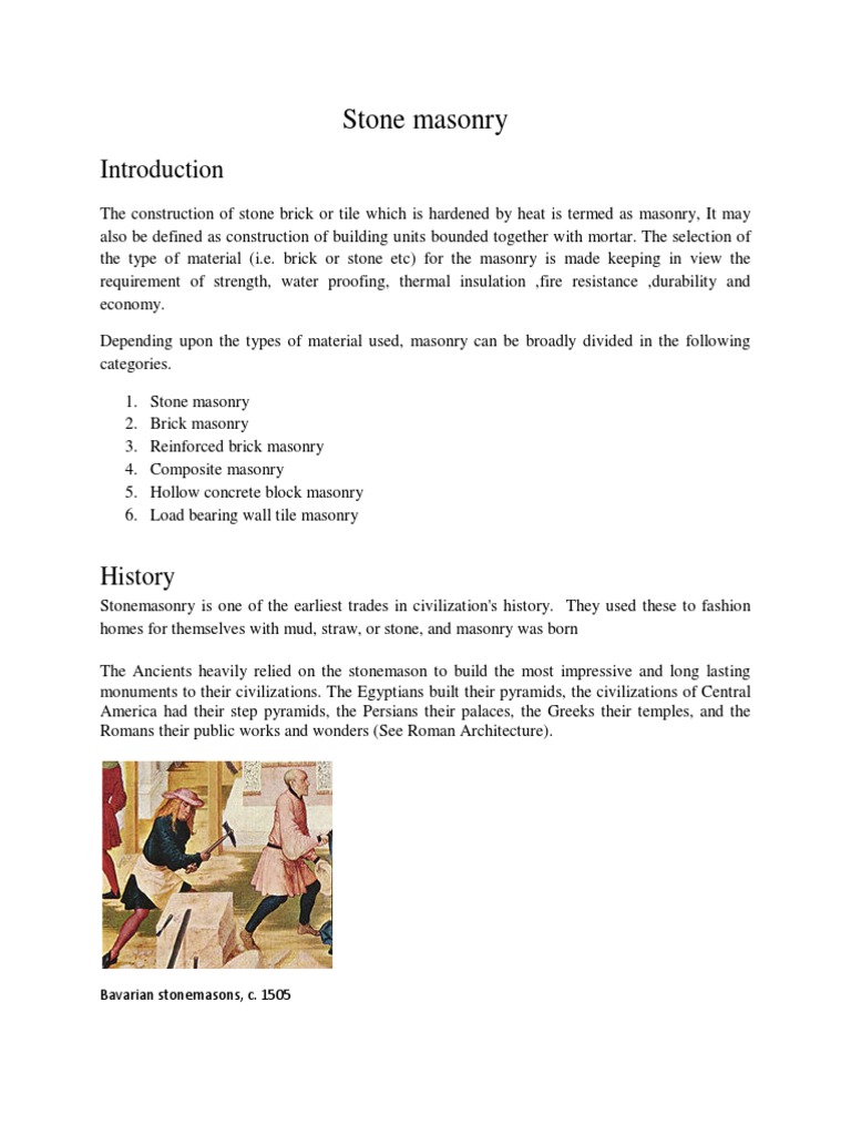 Seminar On Stone Masonry | PDF | Masonry | Brick