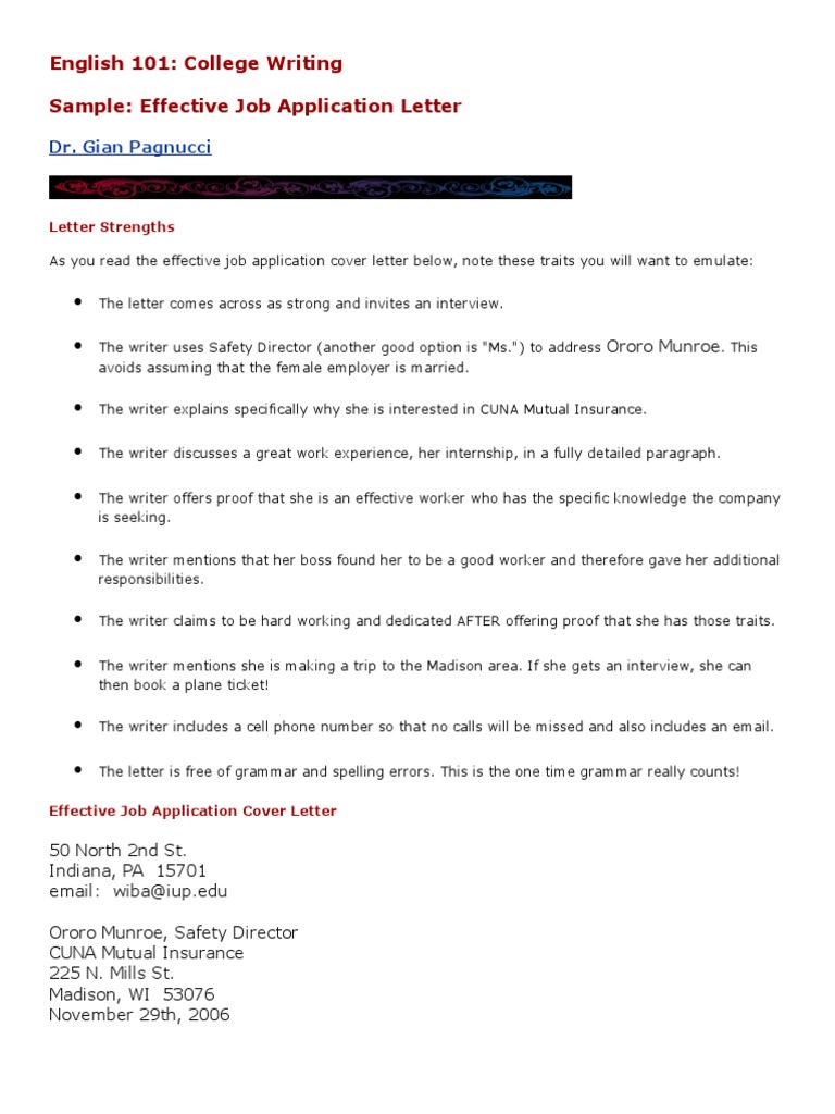 Application Letter | PDF | Occupational Safety And Health ...