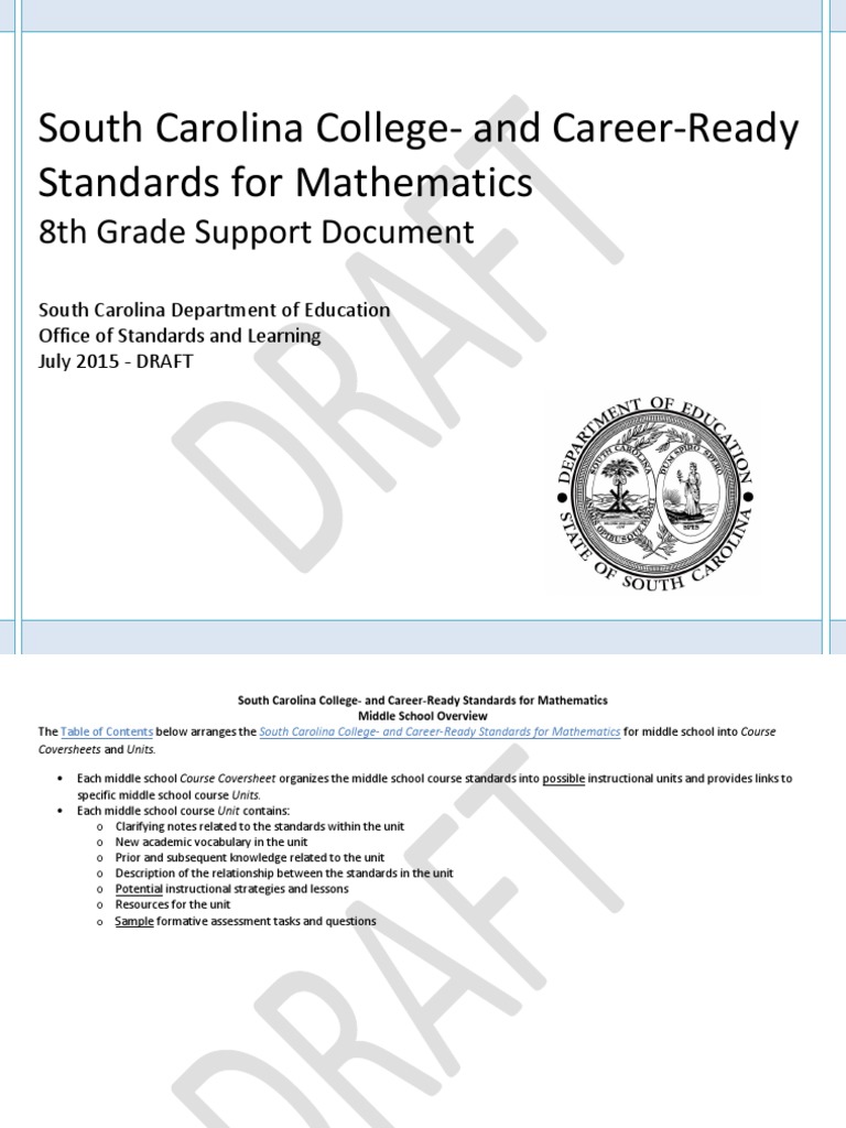 8th Grade Math Standards Overview | PDF | Matrix (Mathematics) | 2 D ...