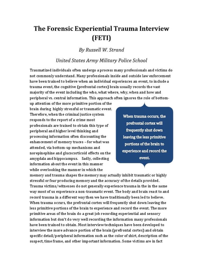 The Forensic Experiential Trauma Interview: A New Approach to ...
