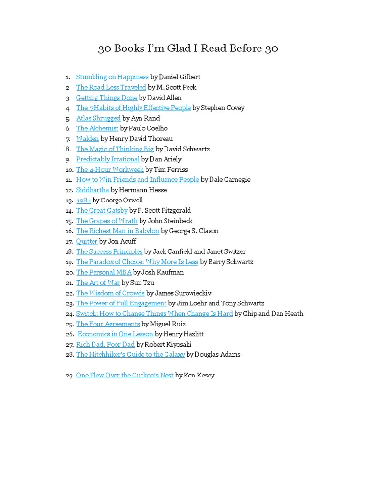 30 Books I'm Glad I Read Before 30 | PDF
