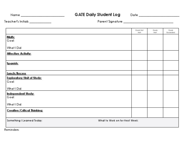 Daily Student Log Template | PDF | Career & Growth | Business