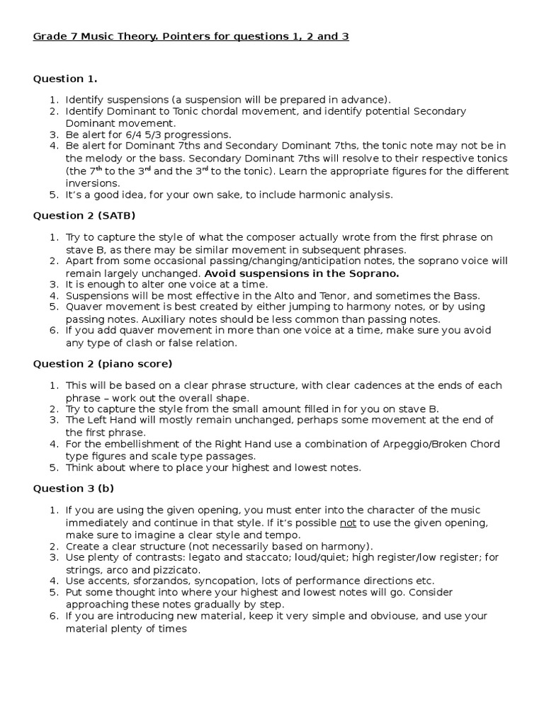 ABRSM Music Theory Grade 7 Pointers Q1 Q2 Q3 | Music Theory | Harmony