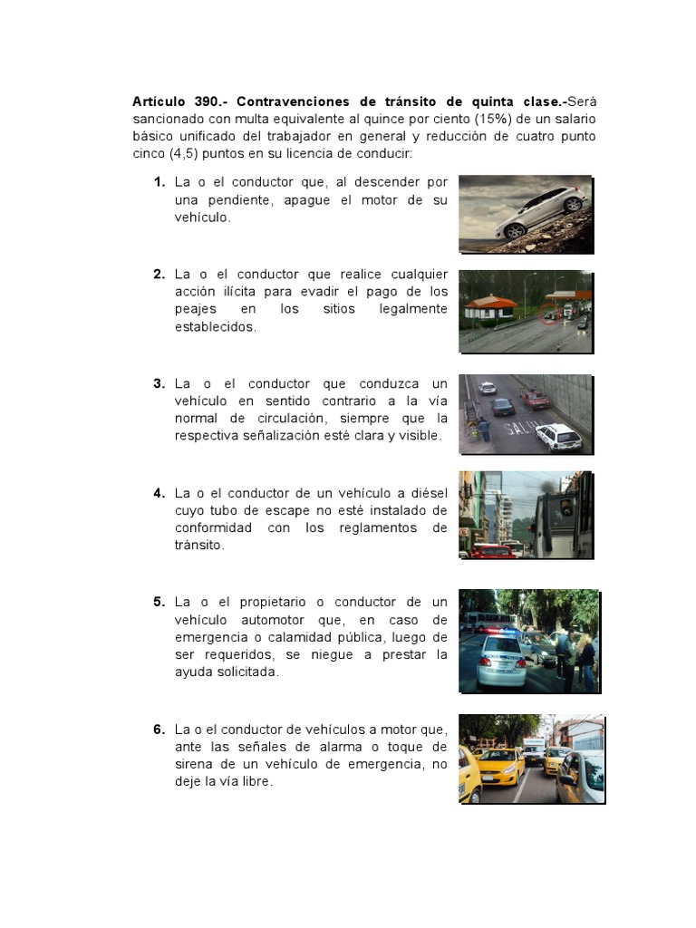 Artículos de las Contravenciones de Transito | Peatonal | Transporte