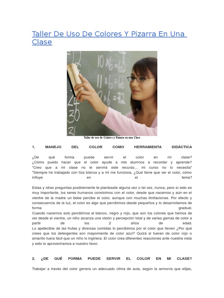 Uso del Color en Pizarras Educativas | PDF | Composición (artes ...