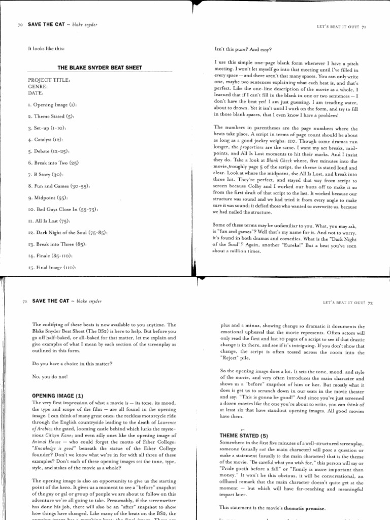 Beat Sheet - Save The Cat | PDF