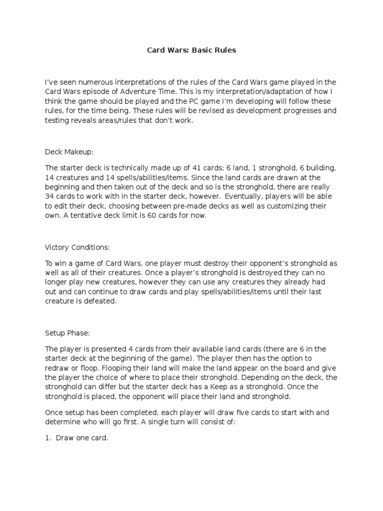 Card Wars Rules | PDF | Gaming Devices | Video Games