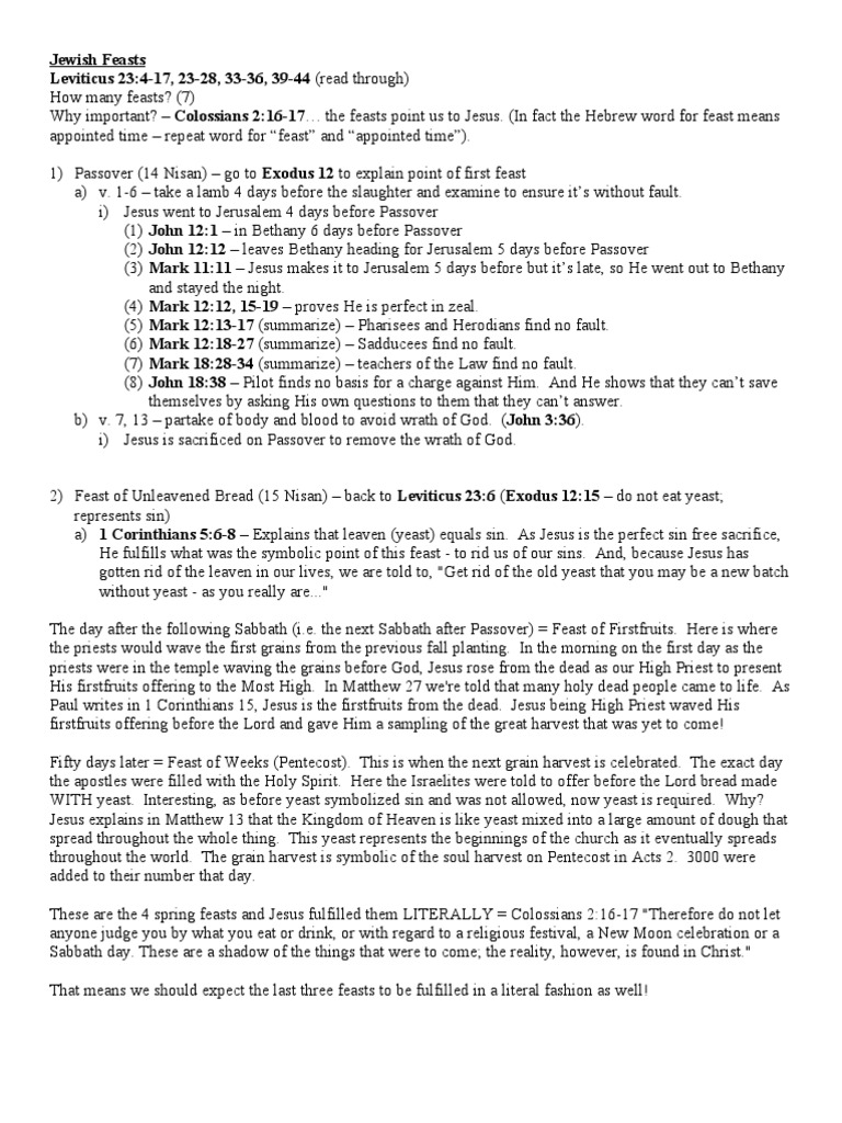 Understanding the Seven Jewish Feasts | PDF | Passover | Yom Kippur