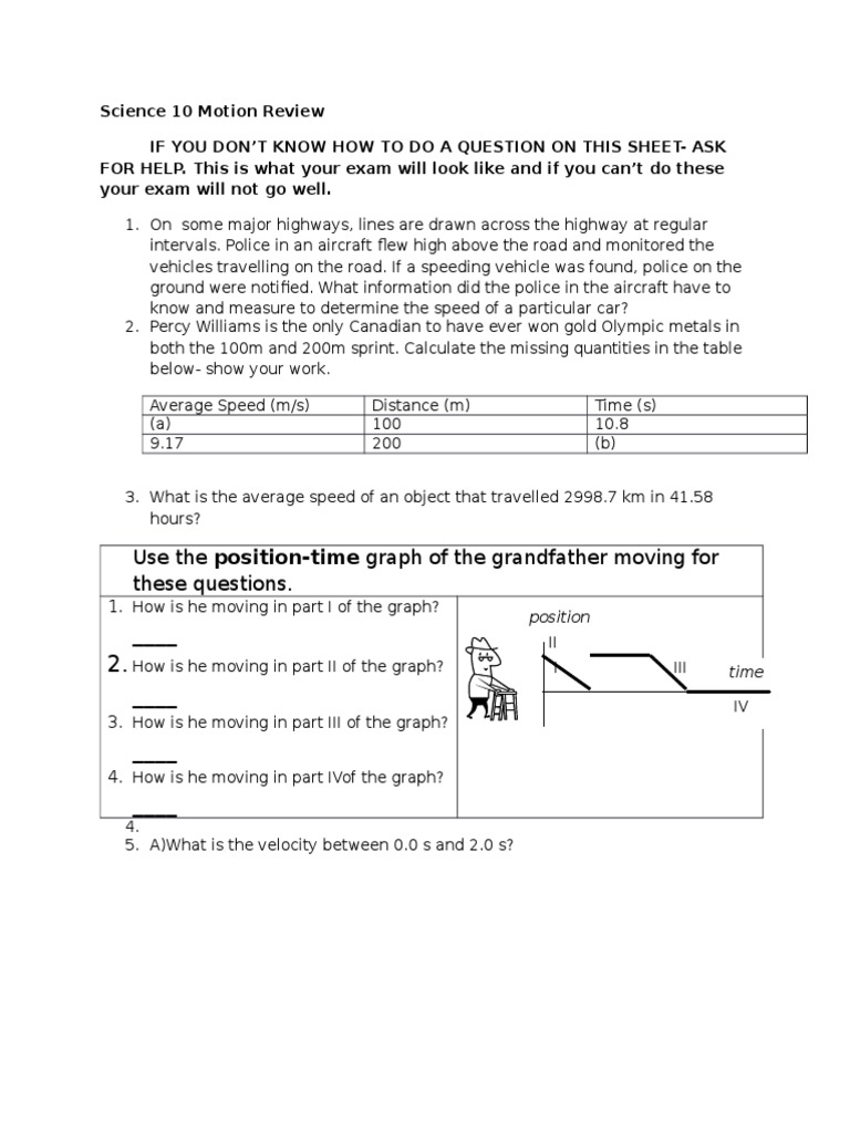 Science 10 Motion Review | PDF | Velocity | Speed