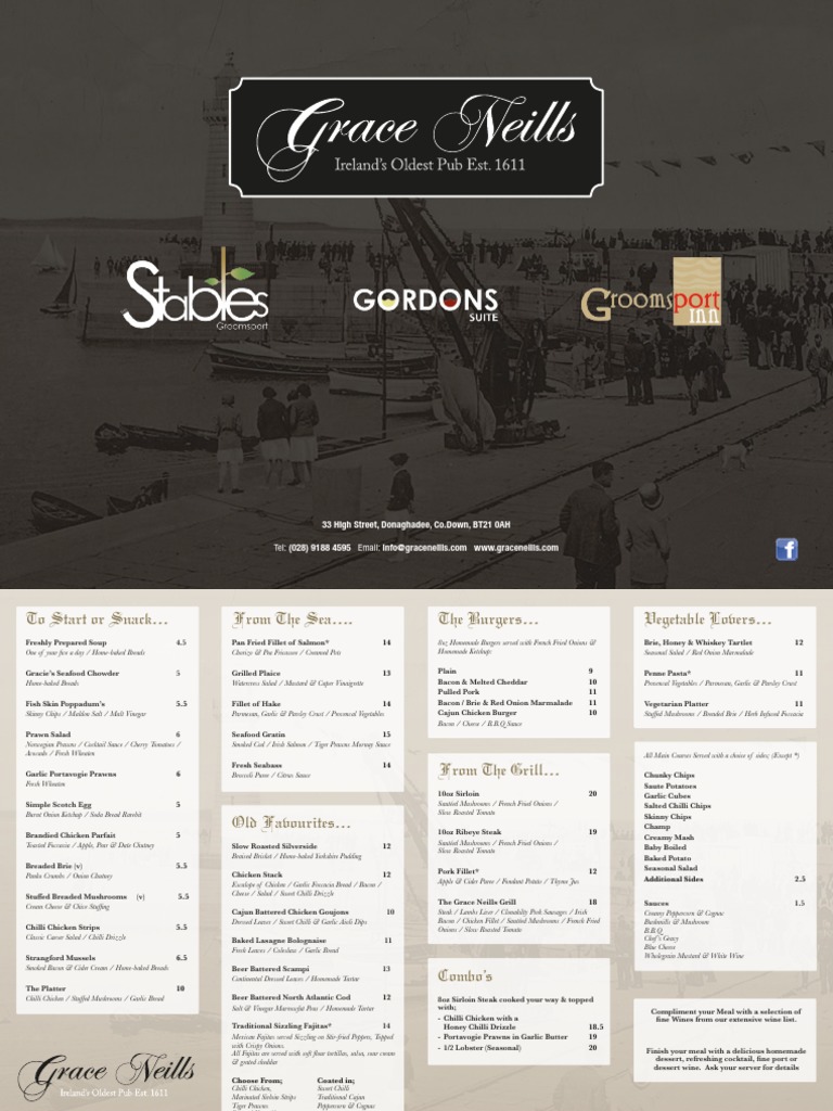 Grace Neills Menu | PDF | Hamburgers | French Fries