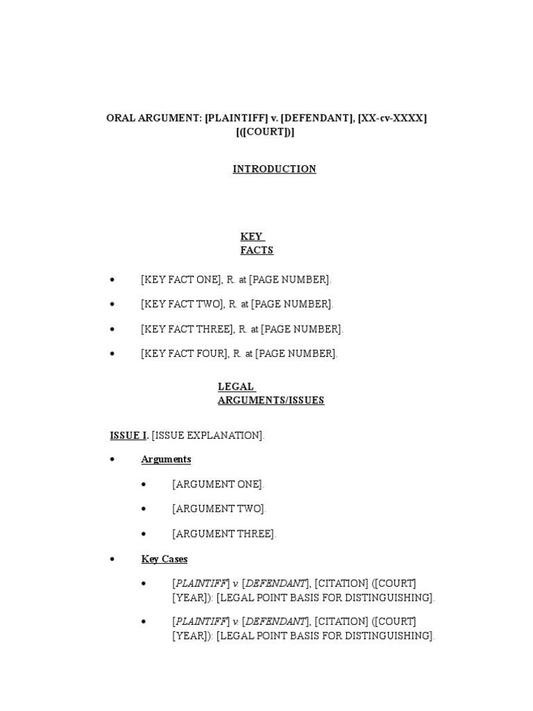 Oral Argument Outline Template | PDF