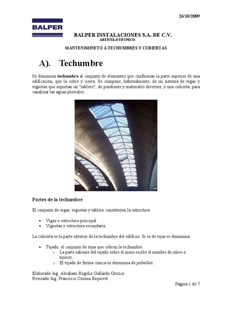 Mantenimiento A Techumbres y Cubiertas | PDF | Techo | edificio