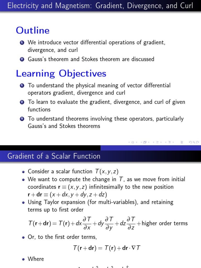 Lecture 4 | PDF | Divergence | Gradient