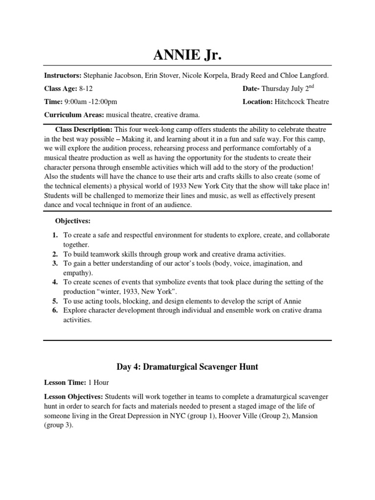 Annie Lesson Plan | PDF | Foreign Language Studies | Art
