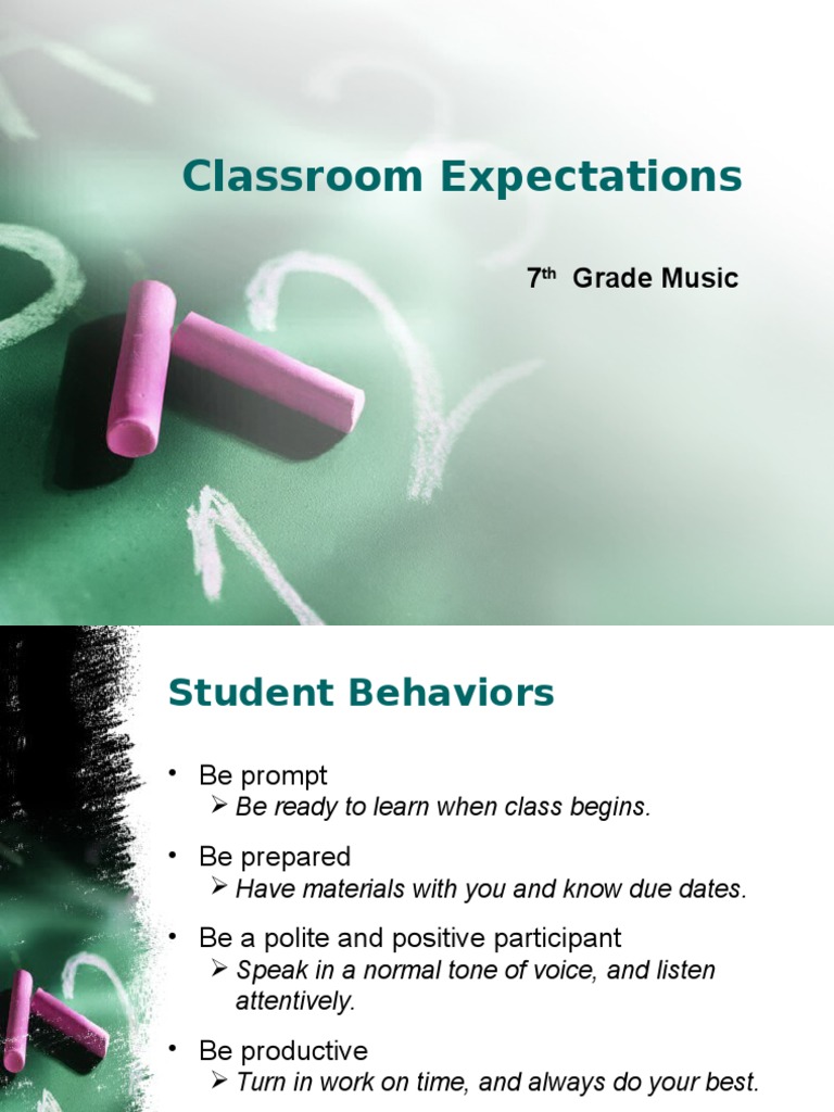 7th Grade Music Classroom Expectations | PDF | Singing | Pedagogy