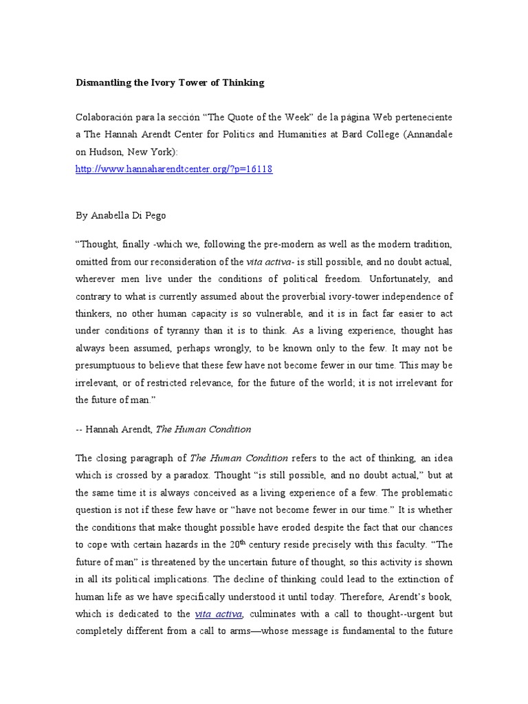 Dismantling The Ivory Tower of Thinking - Quote of The Week II ...