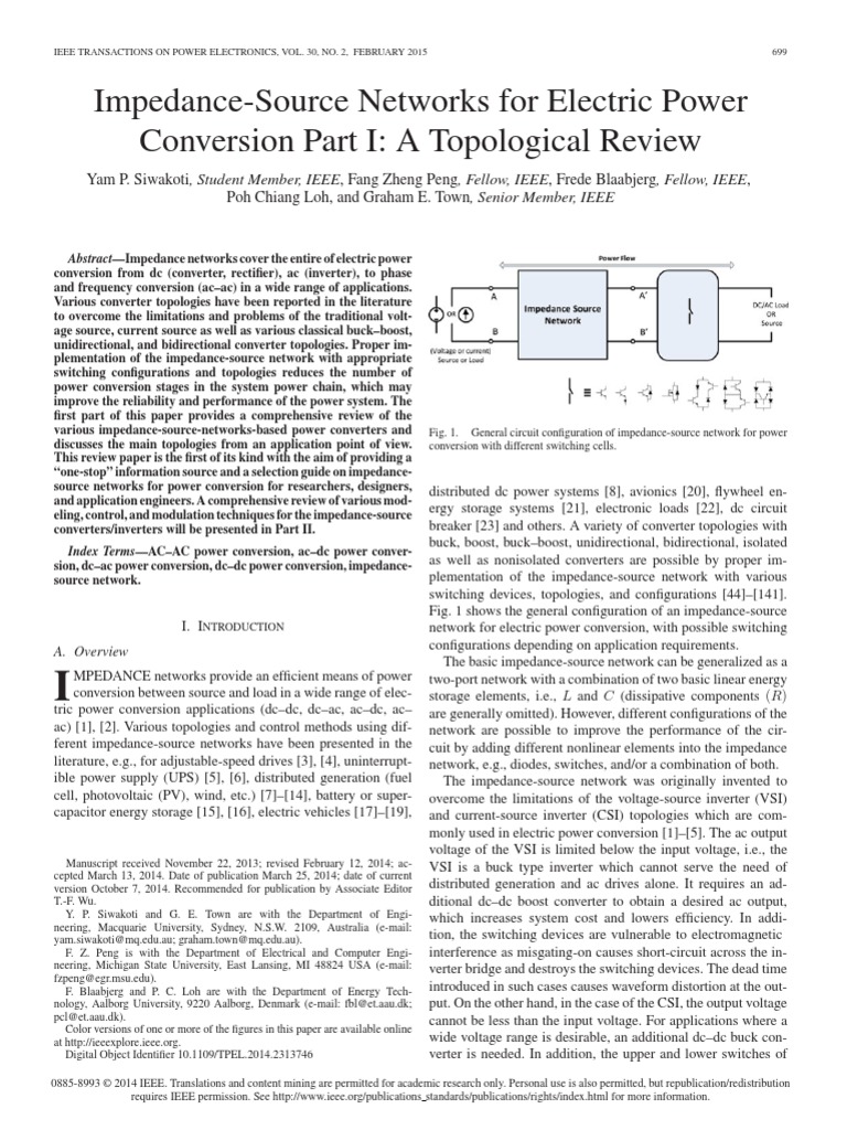 Impedance-Source Networks For Electric Power Conversion Part I: A ...