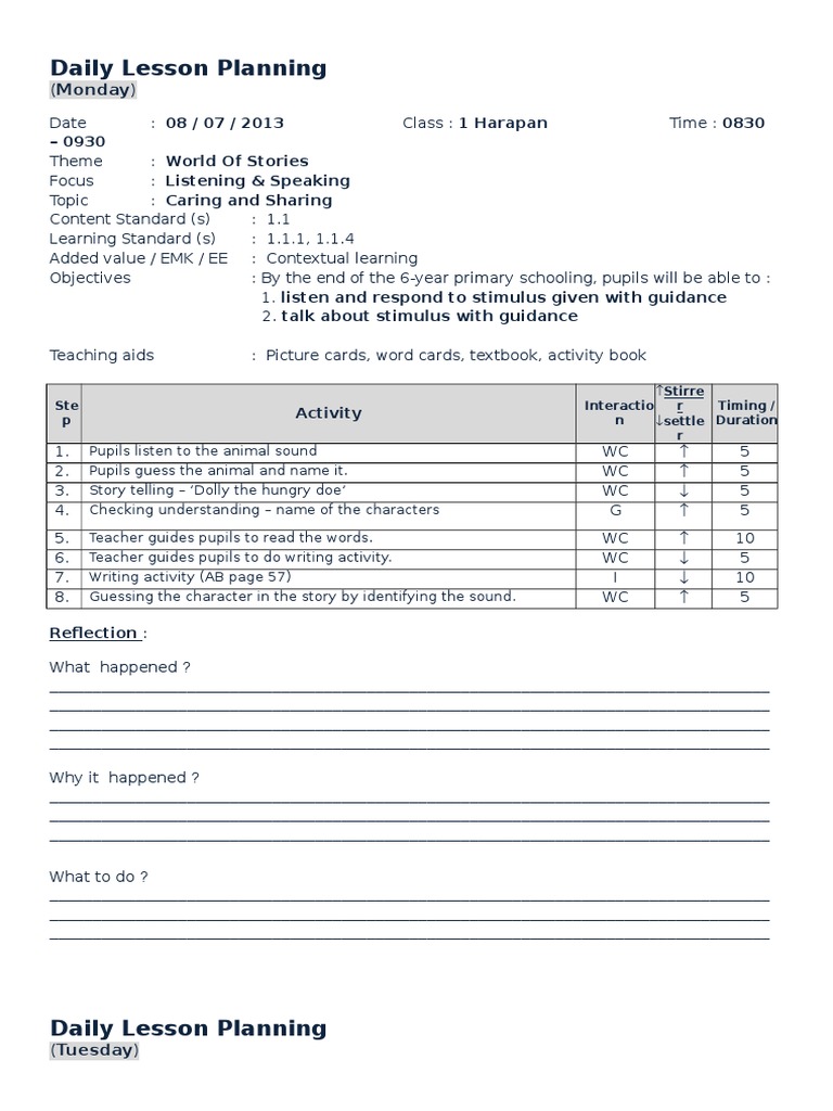 English Daily Plan | PDF | Teachers | Semiotics