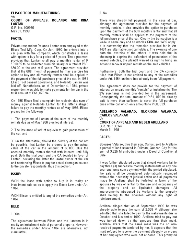 Elisco Tool Manufacturing Court of Appeals, Rolando and Rina Lantan ...