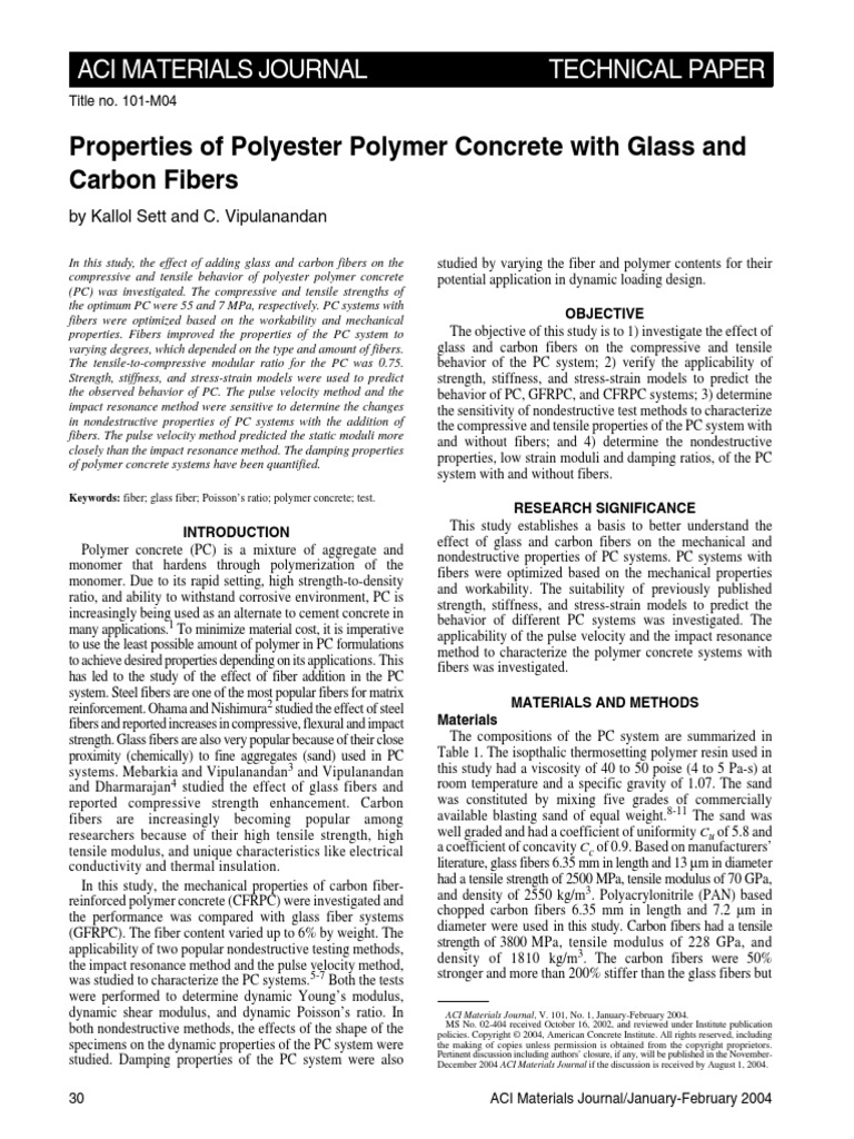Properties of Polyester Polymer Concrete With Glass | PDF | Young's ...