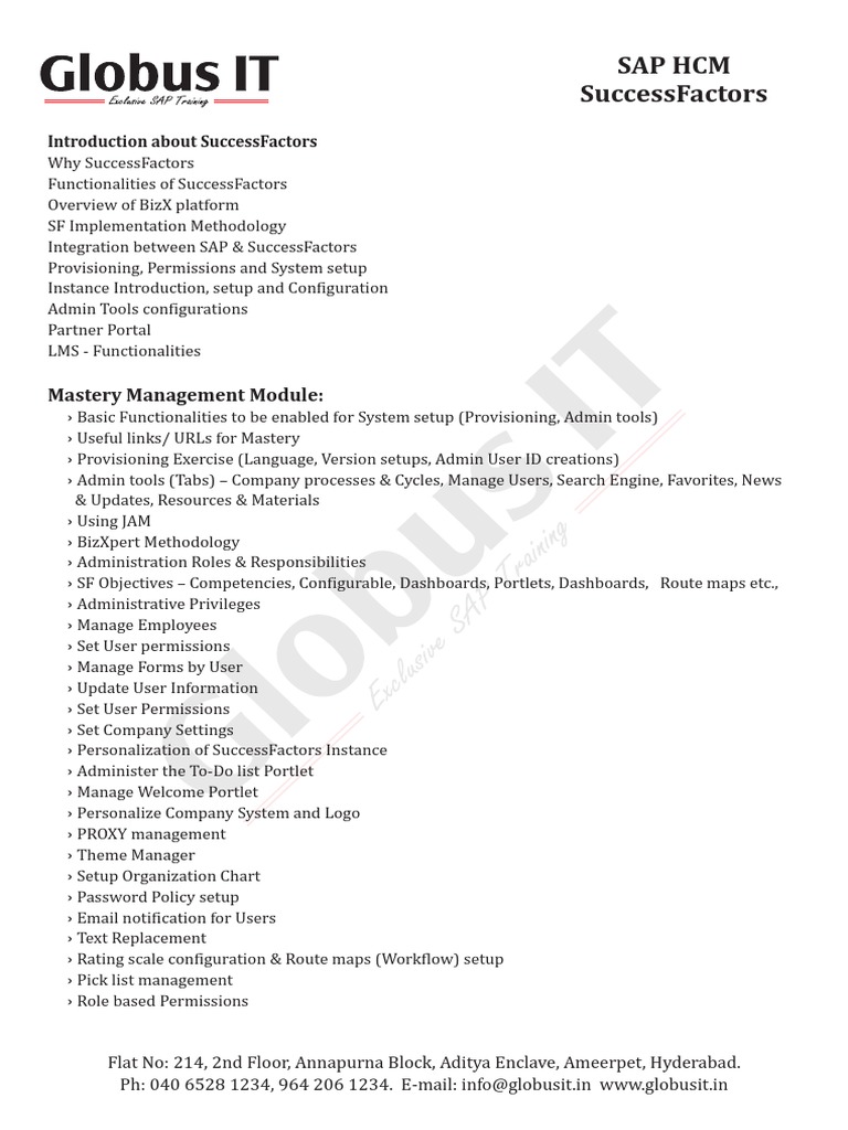 Sap Successfactors Training in Hyderabad | PDF | Provisioning | Recruitment