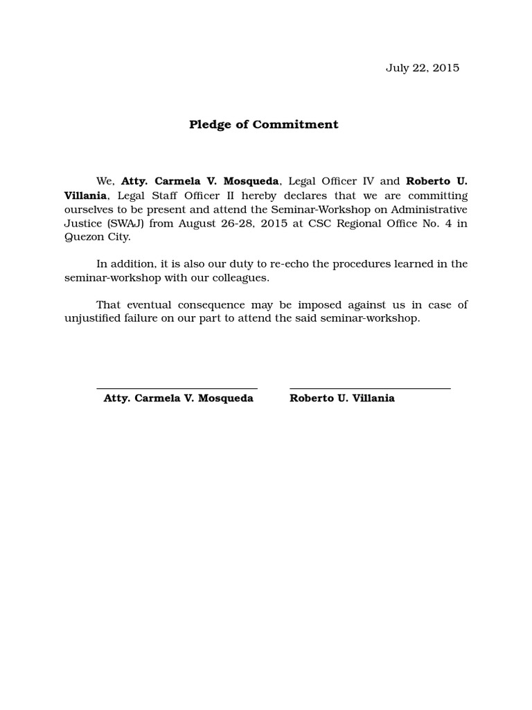 Pledge of Commitment | PDF