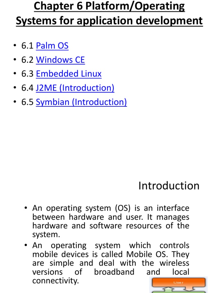 Palm OS Windows CE Embedded Linux J2ME (Introduction) Symbian ...