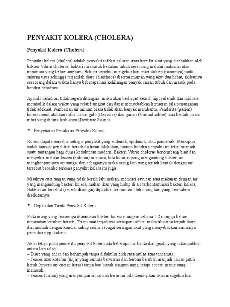 Penyakit Kolera | PDF