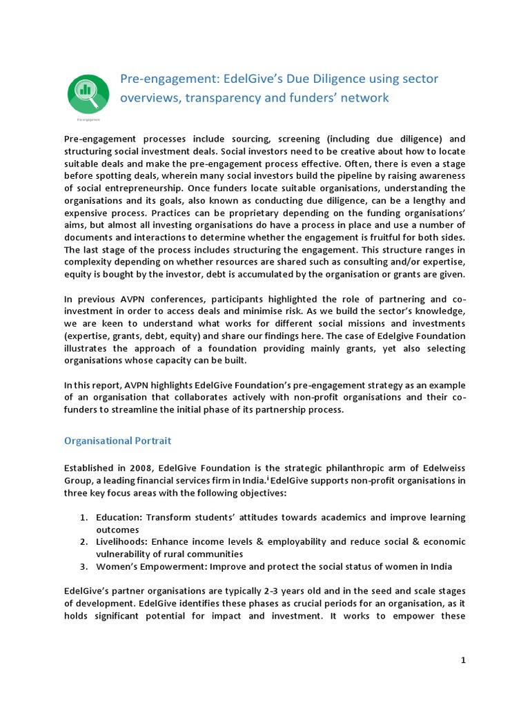 EdelGive Foundation's Pre-Engagement Strategy | PDF | Nonprofit ...
