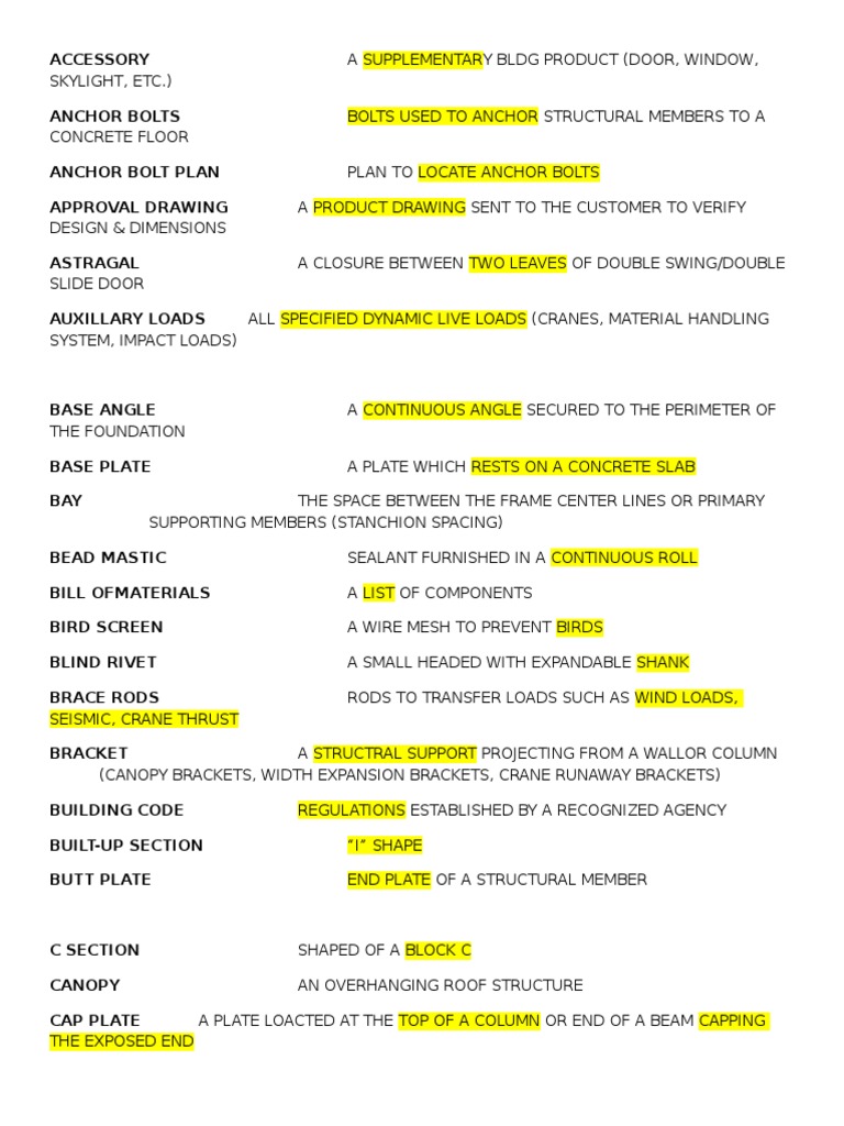 Building Utilities Terms | PDF | Framing (Construction) | Structural Steel