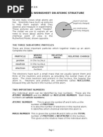 Grade 8 Atomic Structure Worksheet | PDF | Atoms | Proton