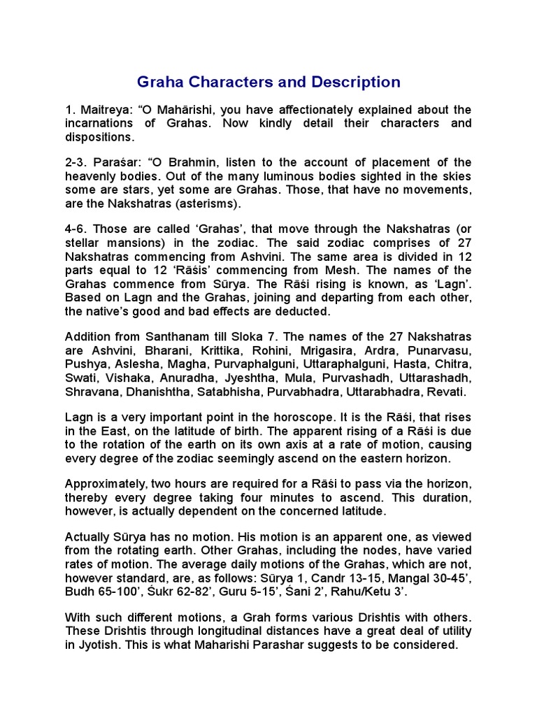 Astrology: Graha Characteristics | PDF | Hindu Astrology | Technical ...