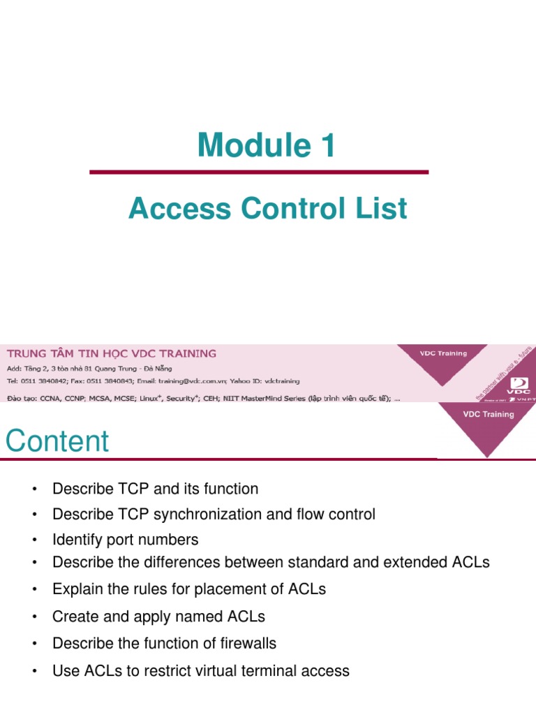 Module 1: Access Control Lists | PDF | Firewall (Computing) | Computer ...