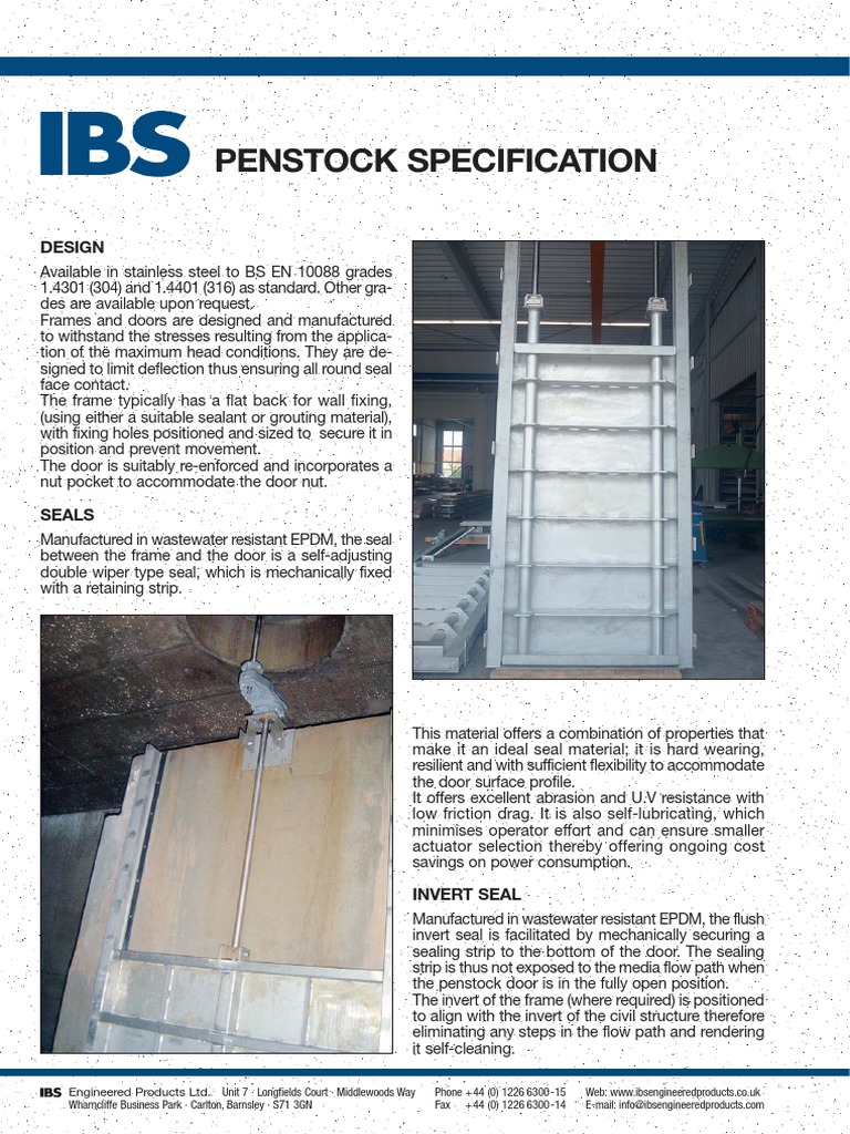 Penstock Specification: Design | Download Free PDF | Door | Wear