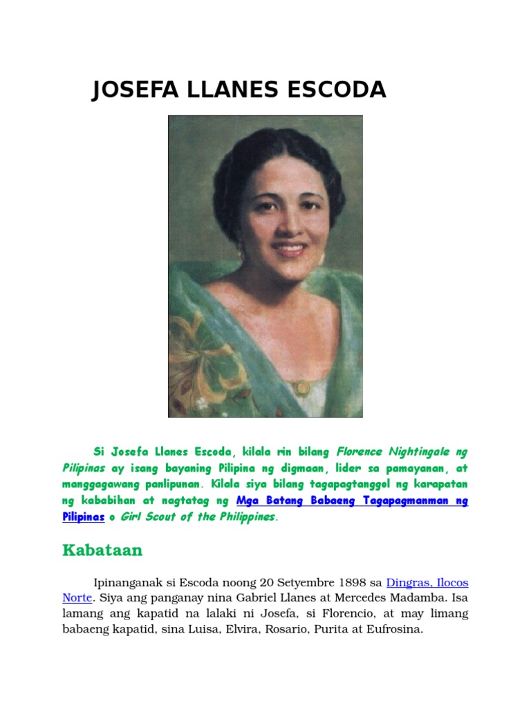 Talambuhay Ni Josefa Llanes Escoda | PDF