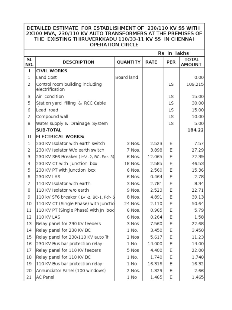 TNEB Estimate | PDF | Power Engineering | Electrical Engineering