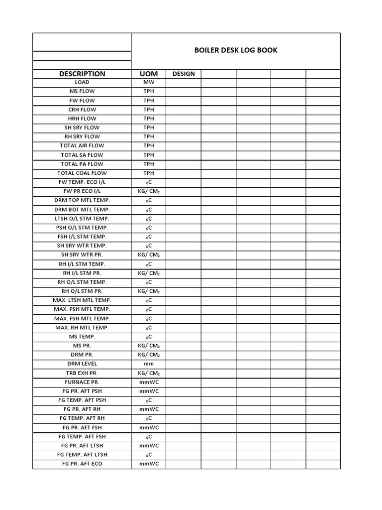 Boiler Desk Log Book: Design | PDF | Energy Technology | Nature