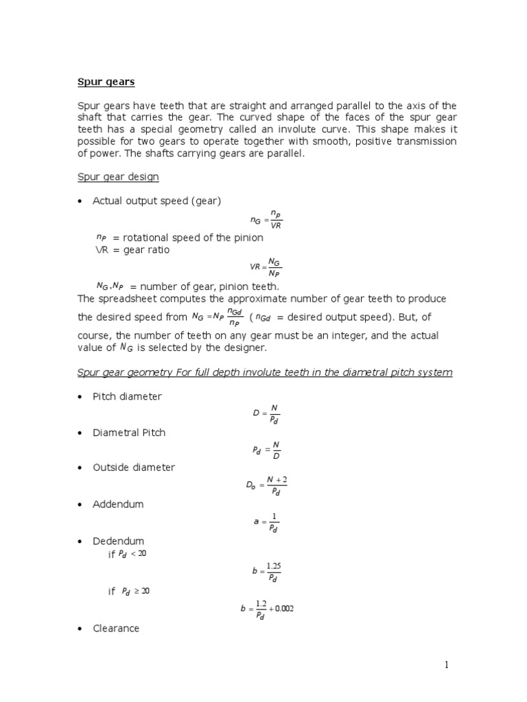 Spur Gear Design and Geometry Guide | PDF