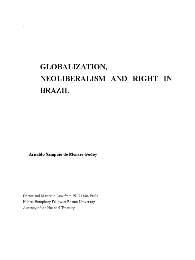 Globalization, Neoliberalism and Right in Brazil | PDF | Neoliberalism ...