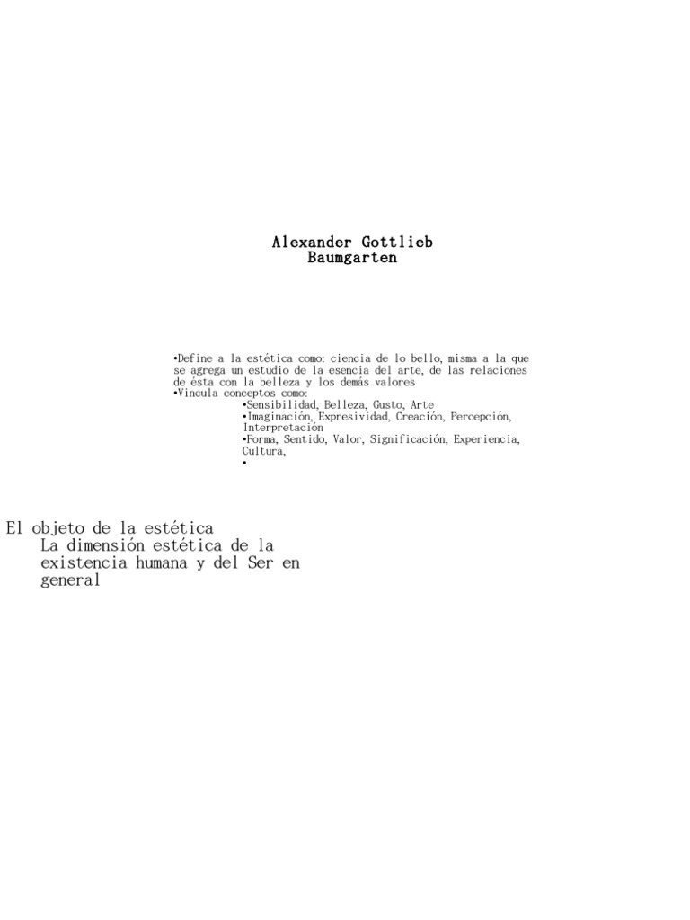 Estética según Baumgarten: Ciencia del Belleza | PDF | Filosofía