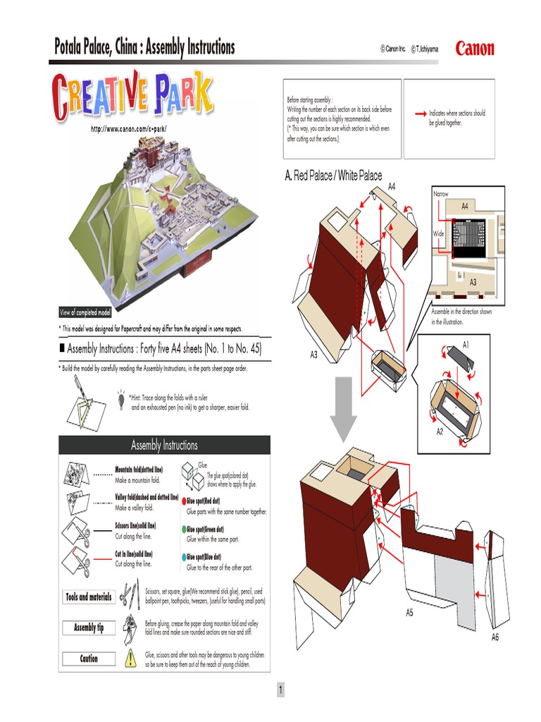 Potala Palace, China: Assembly Instructions: A. Red Palace / White ...