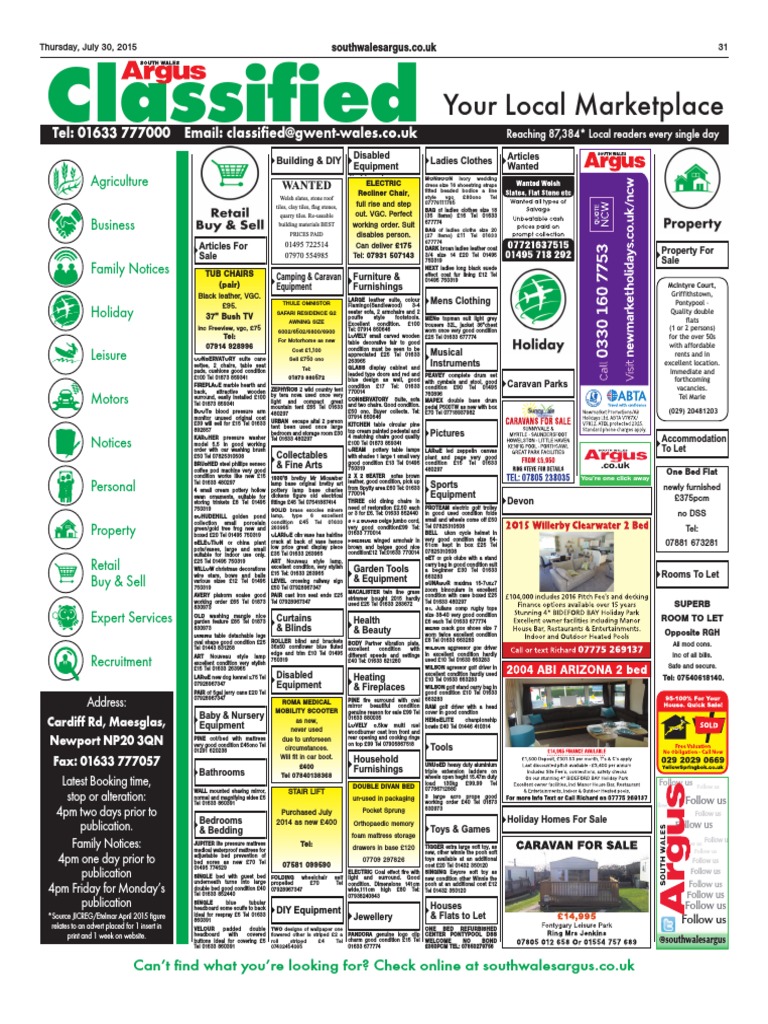 Classified: Your Local Marketplace | PDF | Newspapers | Chair