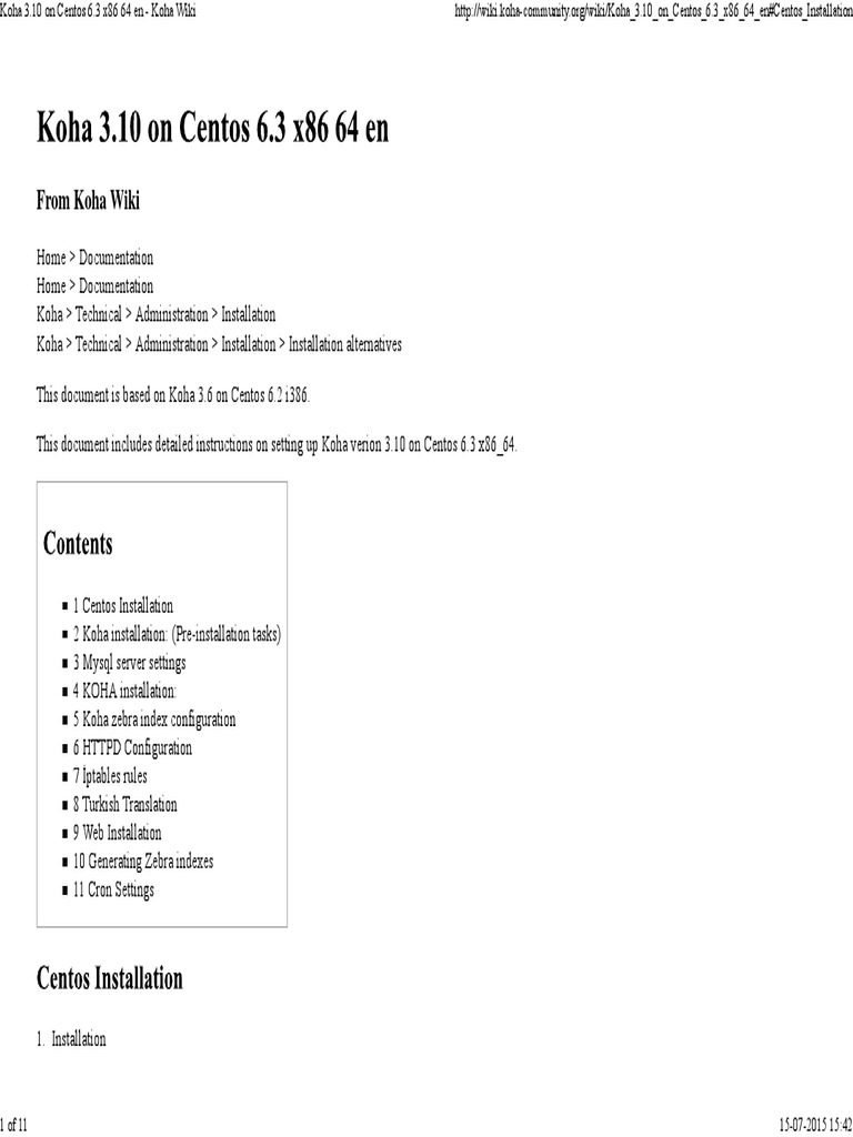 Koha 3.10 On Centos 6 | PDF | Perl | My Sql