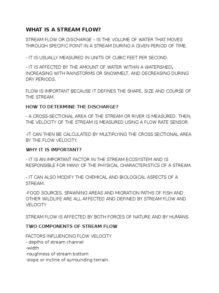 What Is A Stream Flow | PDF | Discharge (Hydrology) | River