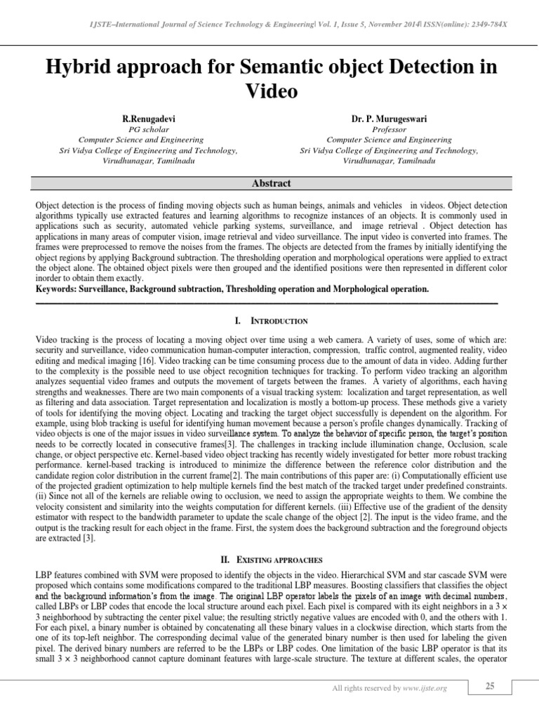 Hybrid Approach For Semantic Object Detection in Video | PDF ...